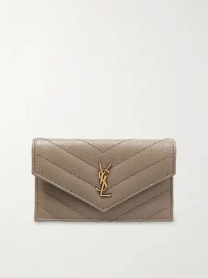 Saint Laurent Cassandre Matelassé Leather Wallet - Gray