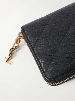 Saint Laurent Quilted Textured-leather Wallet