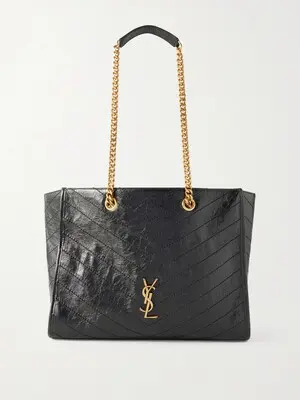 Saint Laurent Niki Small Crinkled-leather Tote - Black
