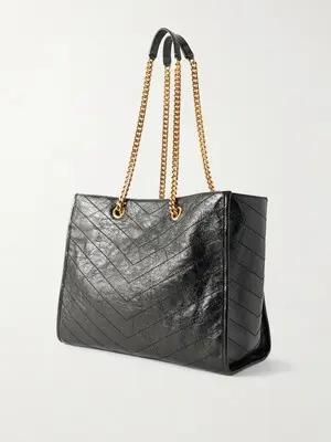 Saint Laurent Niki Small Crinkled-leather Tote - Black