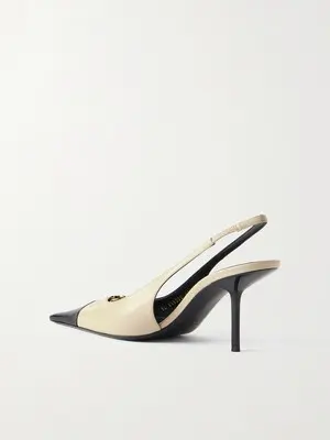 Saint Laurent Babylone Embellished Two-tone Leather Slingback Pumps