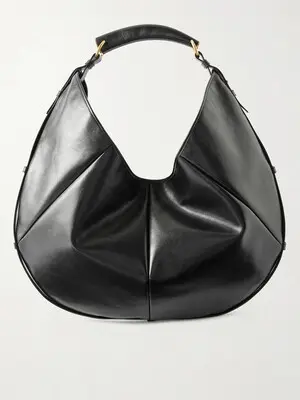 Saint Laurent Mombasa Paneled Leather Shoulder Bag - Black