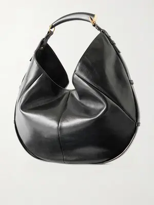 Saint Laurent Mombasa Paneled Leather Shoulder Bag - Black