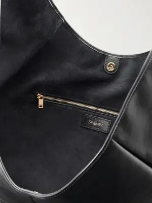 Saint Laurent Mombasa Paneled Leather Shoulder Bag - Black