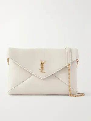 Saint Laurent Cassandre Textured-leather Shoulder Bag - Neutrals
