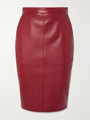 Saint Laurent Leather Skirt - Red