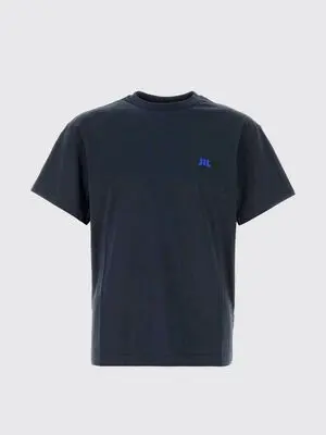JIL SANDER Cotton Crewneck T-shirt With Contrast Logo On Chest - Blue