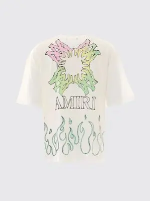 Amiri Cotton T-shirt With Flame Monogram Print And Dropped Shoulders