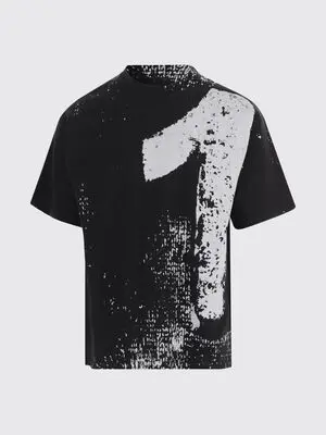 MAISON MARGIELA Slogan Print Cotton T-shirt With Dropped Shoulders - Black