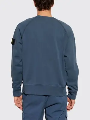Stone Island Cotton Crewneck Sweatshirt With Compass Logo - Navy