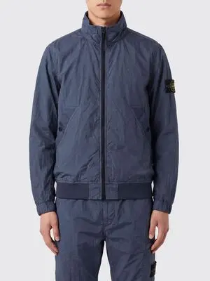 Stone Island Ultralight Windproof Nylon Bomber Jacket With High Neck And Logo Patch - Blue