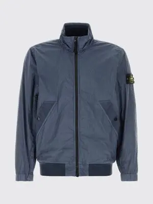 Stone Island Ultralight Windproof Nylon Bomber Jacket With High Neck And Logo Patch - Blue