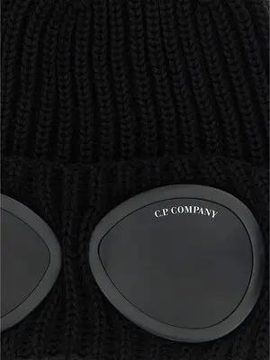 C.P. COMPANY Ribbed Wool Beanie With Goggles - Black