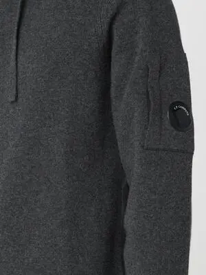 C.P. COMPANY Wool Blend Knit Hoodie With Kangaroo Pocket - Grey