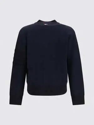 Thom Browne Wool Knit Zip-up Sweatshirt With Bomber Collar And 4-bar Motif - Navy