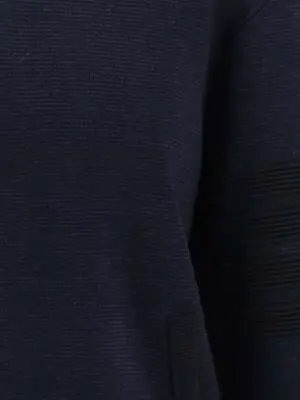 Thom Browne Wool Knit Zip-up Sweatshirt With Bomber Collar And 4-bar Motif - Navy