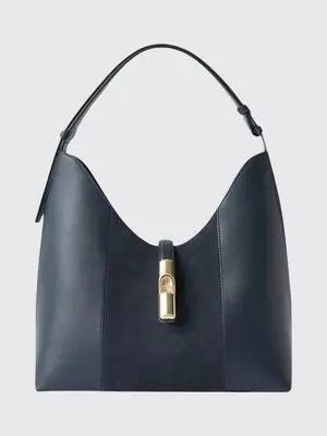 Furla Goccia Flared Shoulder Bag In Suede And Smooth Leather - Brown