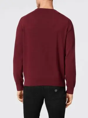 Philipp Plein Long-sleeved Cotton Crewneck Sweater - Amaranth