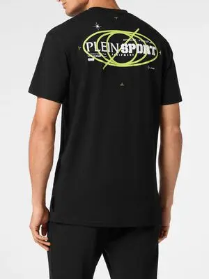 PLEIN SPORT Slim Fit Cotton T-shirt With Contrast Logo And Dropped Shoulders