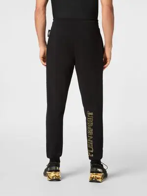 PLEIN SPORT Jersey Jogging Pants With Drawstring Waist And Printed Logo - Black 1