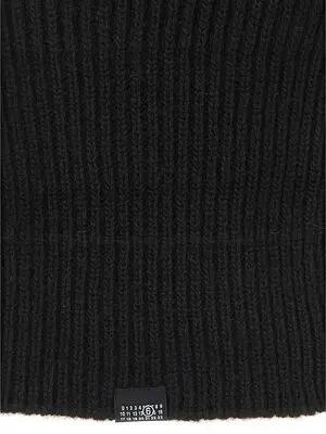 MAISON MARGIELA Ribbed Wool-blend Balaclava With Logo Patch - Black