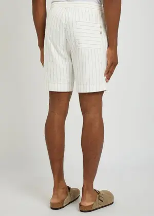 CHE Ché Franklin Striped Cotton And Linen-blend Shorts