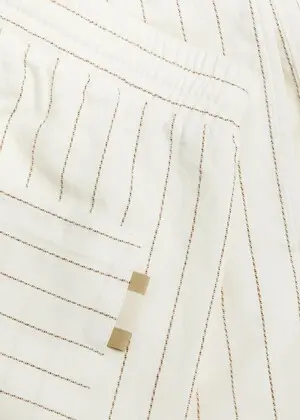 CHE Ché Franklin Striped Cotton And Linen-blend Shorts