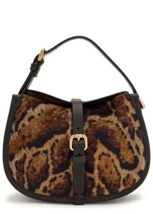 Etro Etro Leopard Print Velvet And Leather Cross-Body Bag Multicoloured
