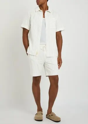 CHE Franklin Striped Cotton And Linen-blend Shirt