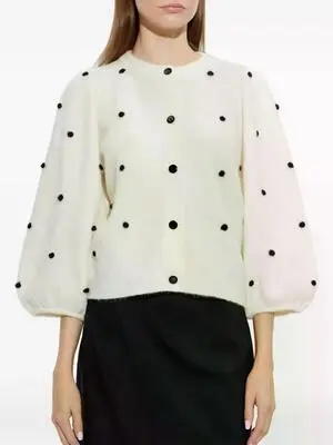 GESTUZ Puff-sleeve Embroidered Cardigan