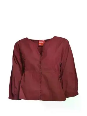 MERCI Bobble-trim V-neck Blouse - Red