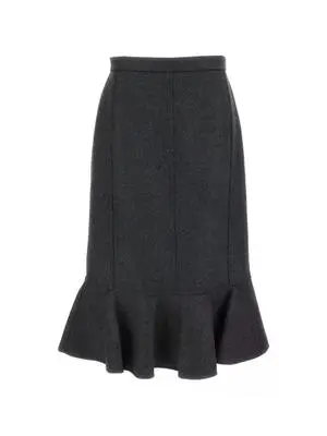 Plan C Ruffled Hem Midi Skirt