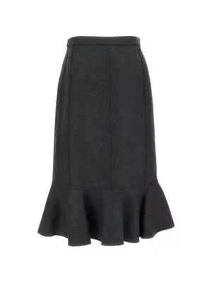 Plan C Ruffled Hem Midi Skirt