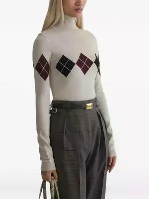MUGLER Argyle Top - Neutrals