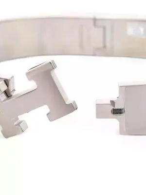 Hermès Clic H Enamel Bangle - Silver