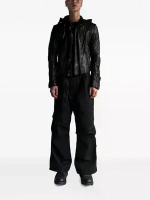 SAN263-1 Embroidered Hooded Leather Jacket