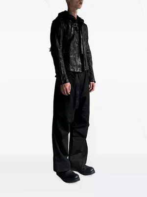 SAN263-1 Embroidered Hooded Leather Jacket