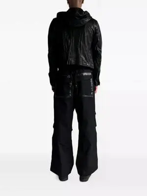 SAN263-1 Embroidered Hooded Leather Jacket