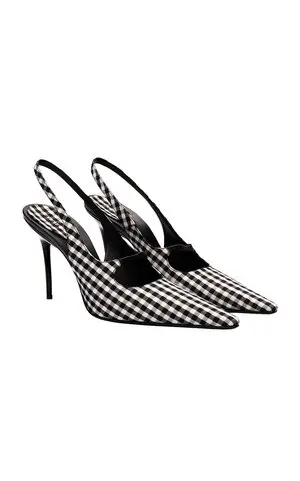 Alaïa Drop Gingham Slingback Pumps - Black