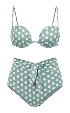 Alaïa Polka Dot Bikini Set - Green