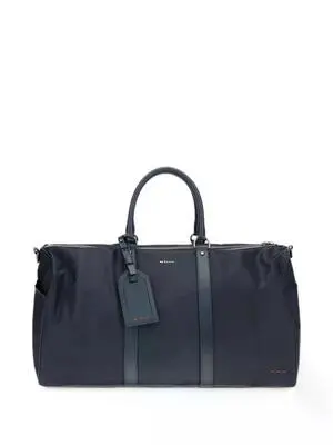 Kiton Logo Plaque Leather Trim Holdall Bag - Blue