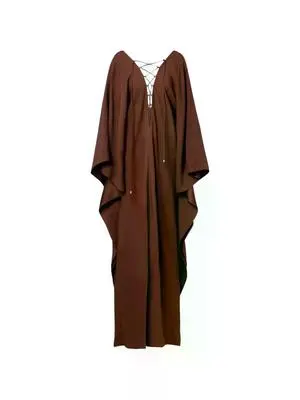 TALLER MARMO Sahara Lace-up Kaftan Dress - Brown
