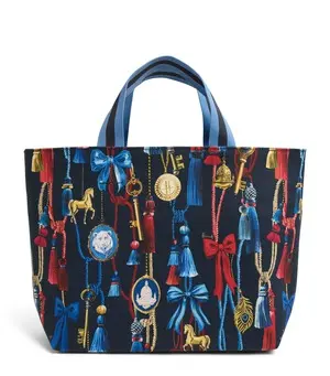 Harrods Small Tassel Tote Bag - Navy