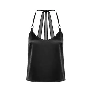 OW Lindsey Satin Halter Neck Top - Black