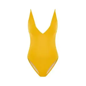 PCFG Solar Reflections Low Back V-neck One-piece Swimsuit - Yellow