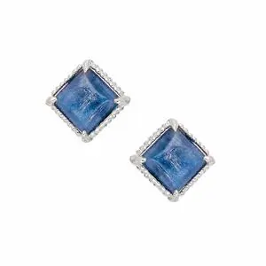 HEATHER HAWKINS Kyanite Square Stud Earrings In Sterling Silver