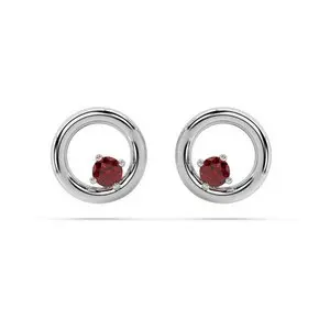 ONI Round Ruby Donut Studs - Silver