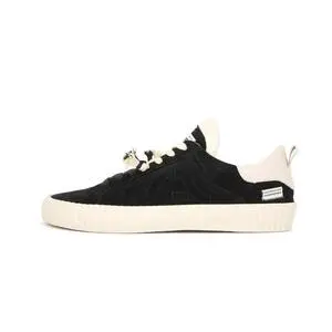 SPRINGA | UNIQUE VULCANIZED SNEAKERS ITALIAN HANDMADE Springa Handmade Italian Vulcanized Suede Sneakers With Embroidered Logo - Black