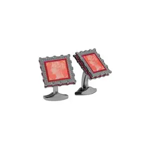 Tateossian Black / Red Red Gunmetal Regalia Victoria Cufflinks - Black/red