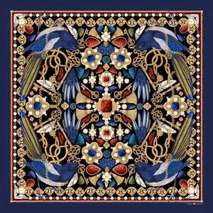 EMILY CARTER Blue / Red The Medieval Magpie Scarf L - Blue/red